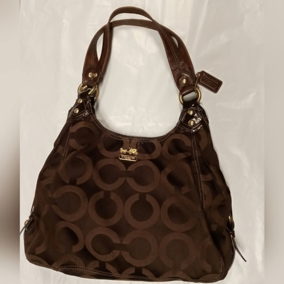 Coach | Bags | Coach Madison Hobo Bag Signature Logo Bag With Gold ...